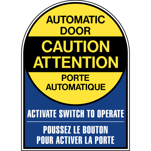 Automatic Caution Door - Bilingual | Western Safety Sign