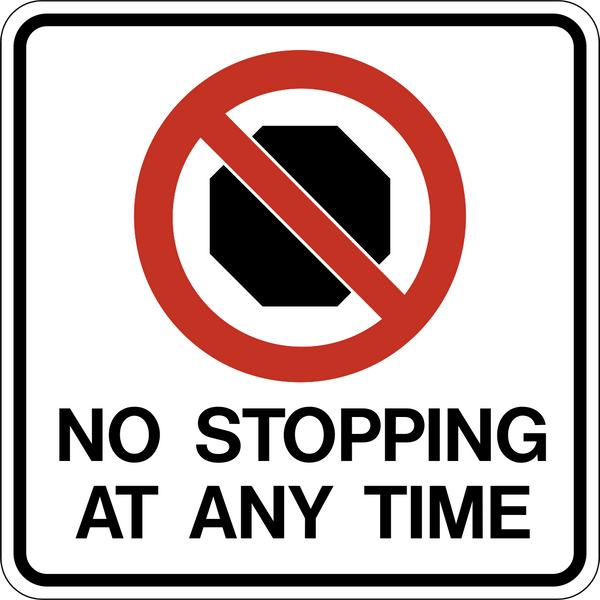 no stopping anytime sign code