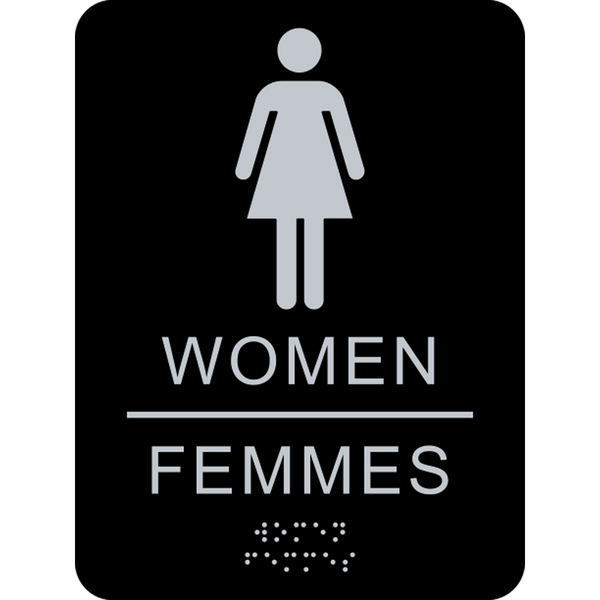 Women Washroom Bilingual Braille Sign | Western Safety Sign