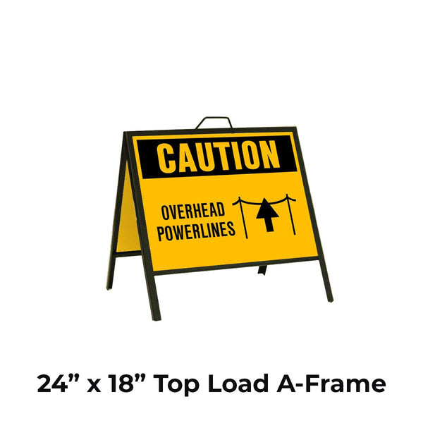 Caution Overhead Power Lines A-Frame Sign Stand | Western Safety Sign