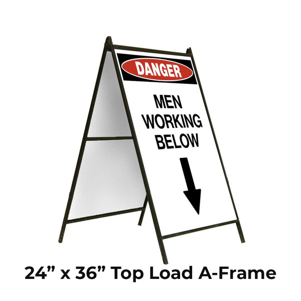 Danger Men Working Below with Down Arrow A-frame Sign Stand – Western ...