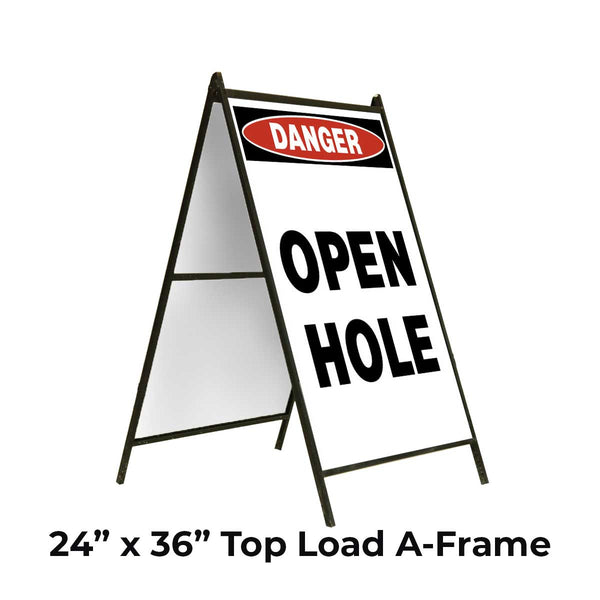 Danger Open Hole A-Frame Sign Stand – Western Safety Sign