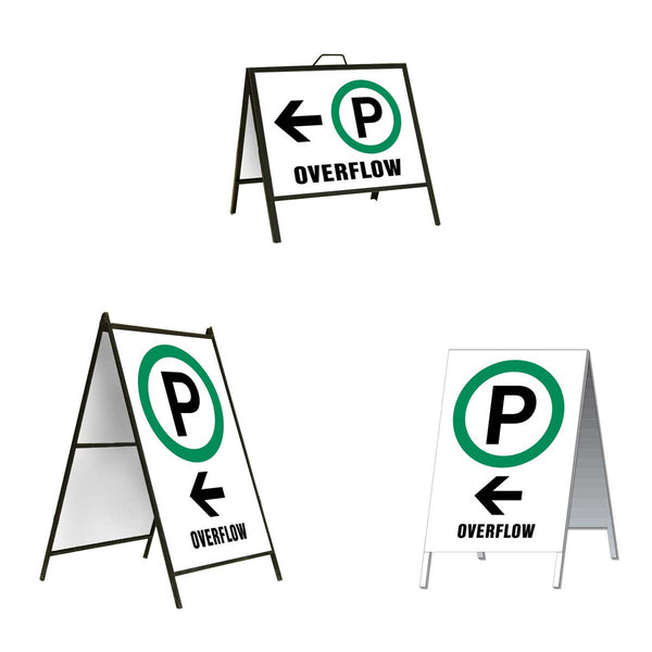Parking Overflow on the Left with Arrow A-Frame Sign Stand | Western ...