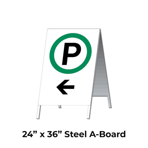 Parking on the Left with Arrow A-Frame Sign Stand – Western Safety Sign
