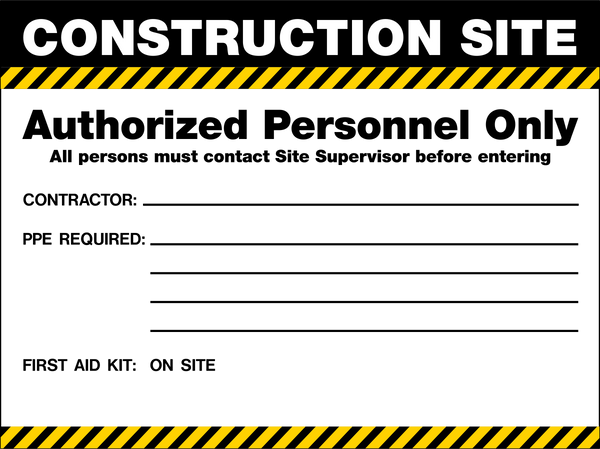 Construction Site Access with Hazard Border Safety Sign | Western ...