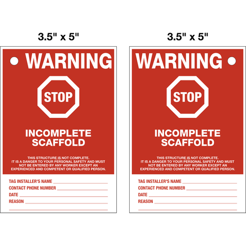 Scaffold Incomplete Lock Out Tag | Western Safety Sign