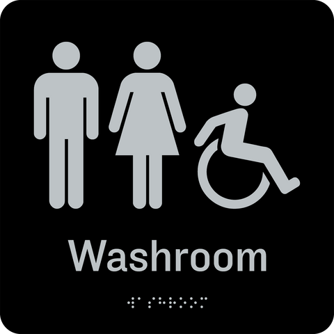 Unisex Accessible Washroom Braille Sign with Dynamic Wheelchair ...