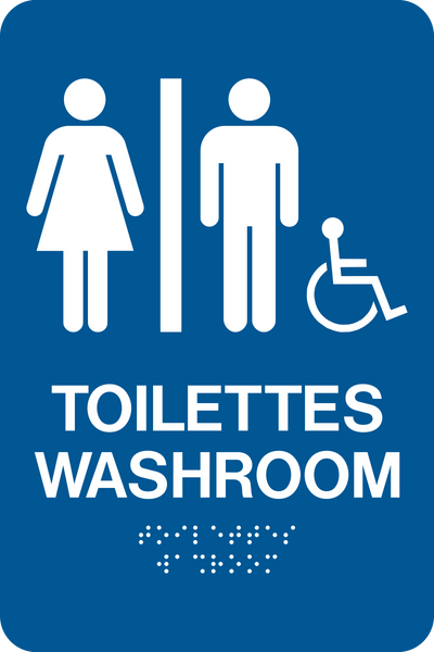 Washroom Accessible Bilingual Braille Sign | Western Safety Sign