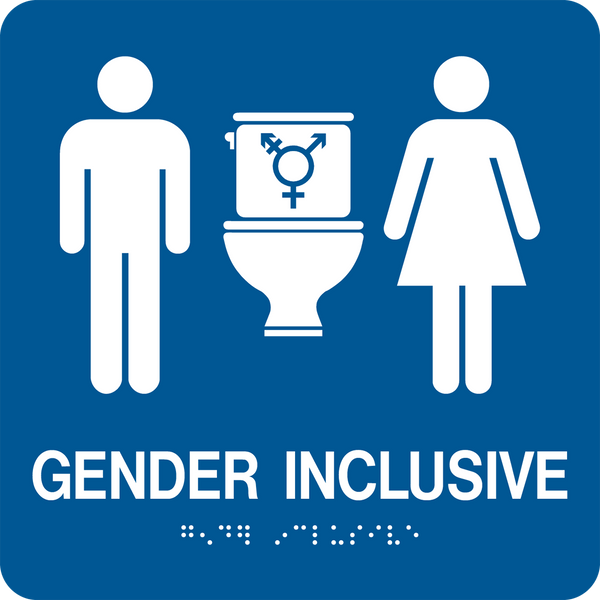 Gender Inclusive Washroom Square Braille Sign | Western Safety Sign
