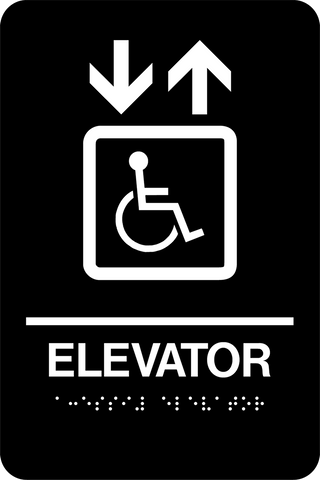 Wheelchair Elevator Rectangle Braille Sign | Western Safety Sign