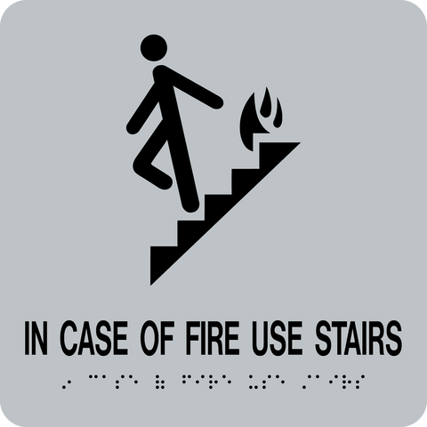 In Case of Fire Use Stairs Square Braille Sign | Western Safety Sign