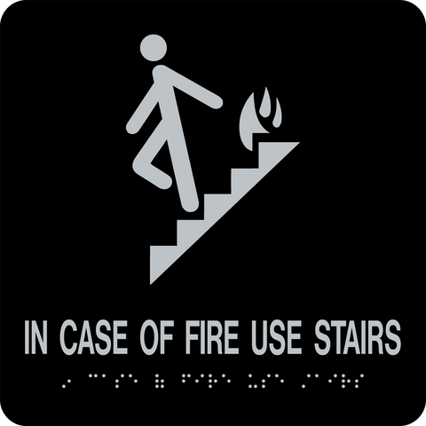 In Case of Fire Use Stairs Square Braille Sign | Western Safety Sign