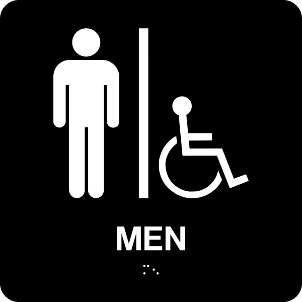 Men Accessible Washroom Square Braille Sign | Western Safety Sign