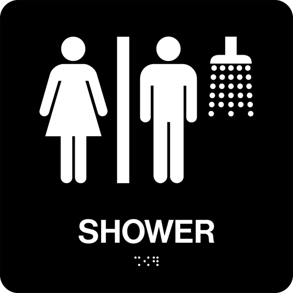 Unisex Shower Braille Sign Square | Western Safety Sign