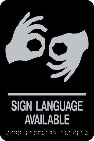 Sign Language Available Rectangle Braille Sign | Western Safety Sign