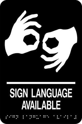 Sign Language Available Rectangle Braille Sign | Western Safety Sign