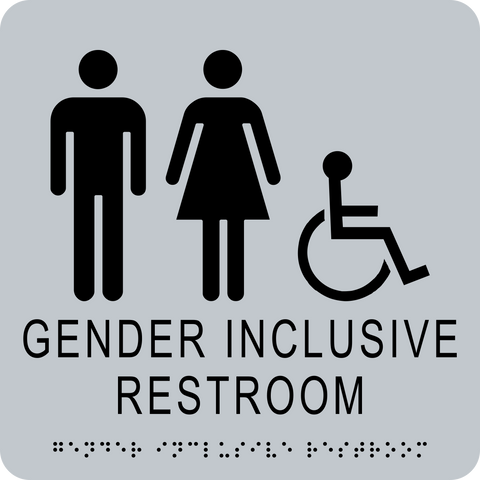 Gender Inclusive Accessible Restroom Square Braille Sign | Western ...
