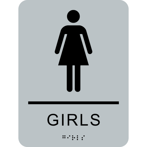 Girls Washroom Rectangle Braille Sign | Western Safety Sign