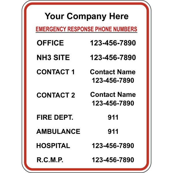 Emergency Contact Information | Western Safety Sign