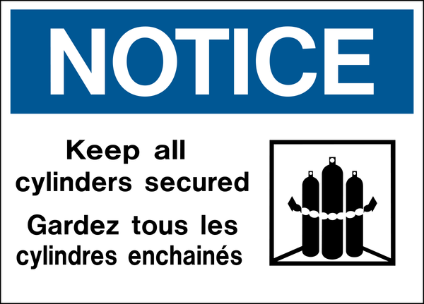 Notice - Cylinders Secured Bilingual | Western Safety Sign