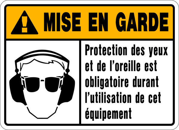 Caution Ear & Eye Protection French | Western Safety Sign