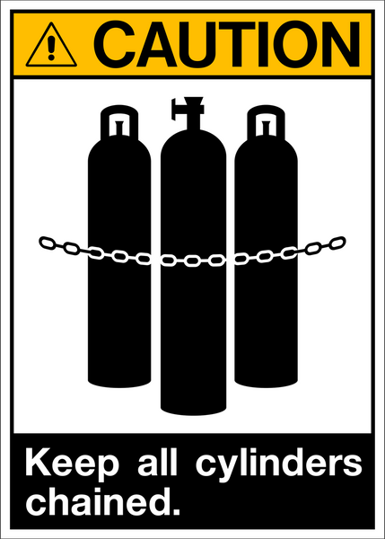 Chain Cylinders ANSI Caution Sign | Western Safety Sign