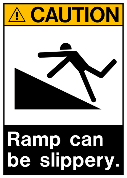 Slippery Ramp ANSI Caution Sign | Western Safety Sign