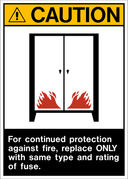 Fire Protection use same Type of Fuse ANSI Layout Caution Sign ...
