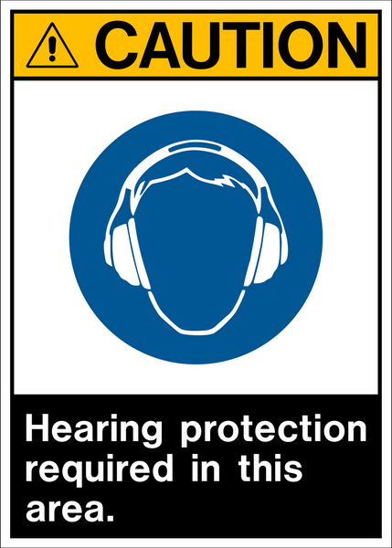 Hearing Protection In Area PPE ANSI Caution Sign | Western Safety Sign