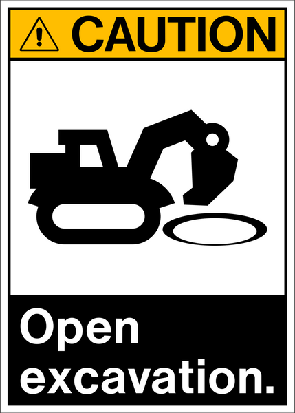 Open Excavation ANSI Caution Sign | Western Safety Sign