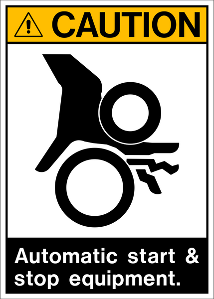 Automatic Start & Stop Equipment ANSI Layout Caution Sign | Western ...
