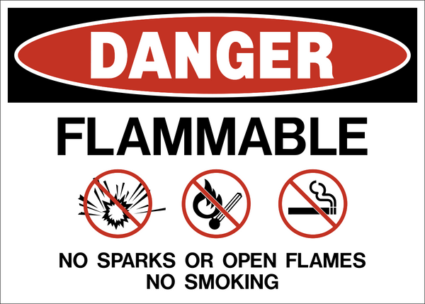 Flammable No Sparks Flames Smoking Danger Sign | Western Safety Sign