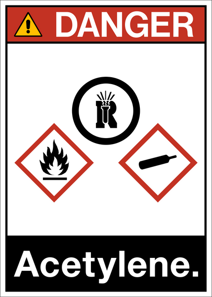 Acetylene ANSI Layout Danger Sign | Western Safety Sign