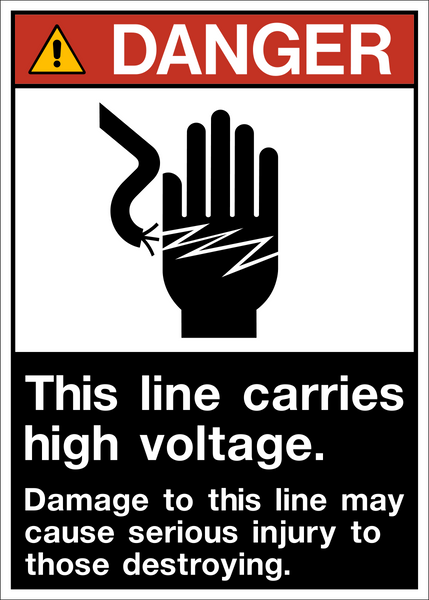 Danger - High Voltage Line | Western Safety Sign