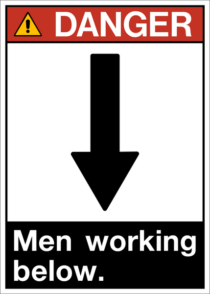 Danger - Men Working Below | Western Safety Sign