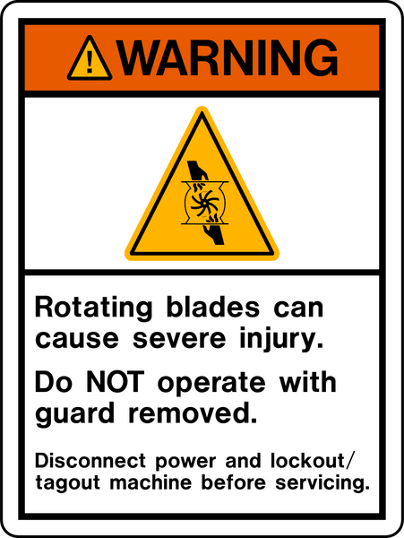 Rotating Blades Guard Use Warning Sign | Western Safety Sign