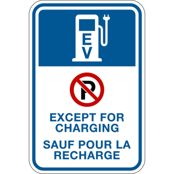 No Parking Except for Charging Bilingual Parking Sign | Western Safety Sign