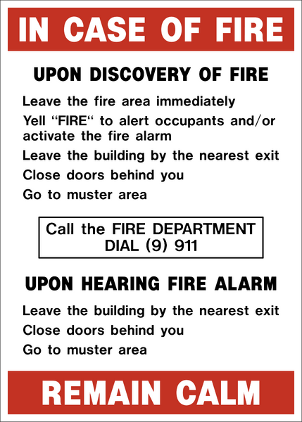In Case of Fire | Western Safety Sign