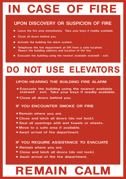 In Case of Fire | Western Safety Sign