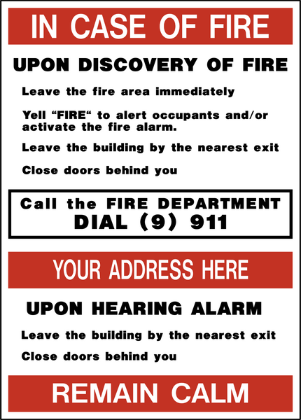 In Case of Fire | Western Safety Sign