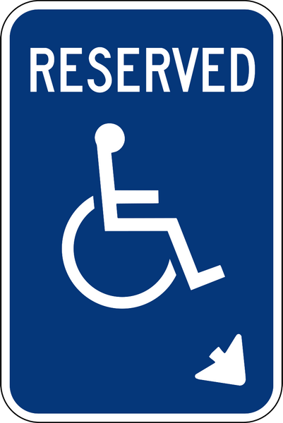 Accessible Reserved right corner arrow Parking Sign | Western Safety Sign