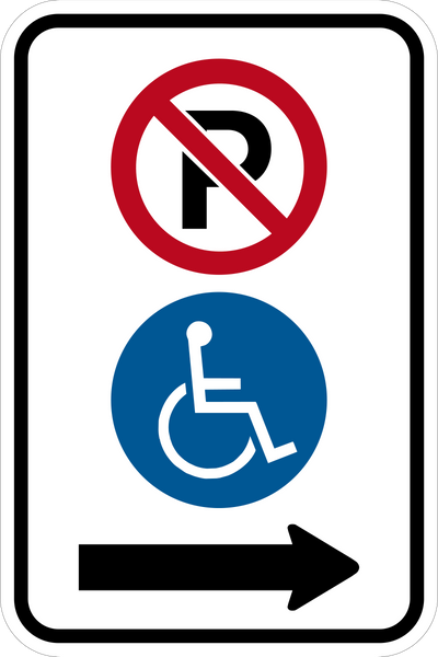 Accessible Reserved No Parking Symbol right arrow Parking Sign ...
