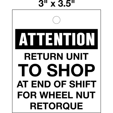 Wheel Retorque Lock Out Tag | Western Safety Sign