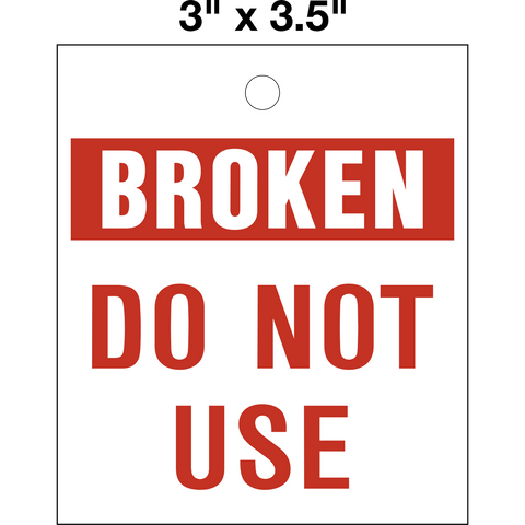 Broken Do Not Use Lock Out Tag | Western Safety Sign