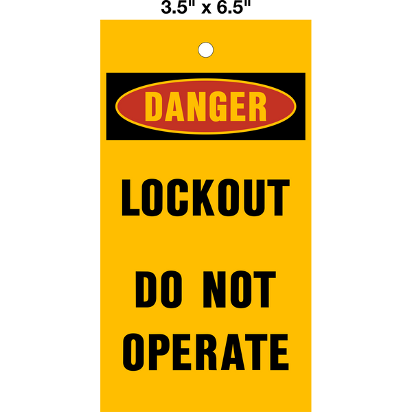 Danger Lockout Do Not Operate yellow Tag | Western Safety Sign