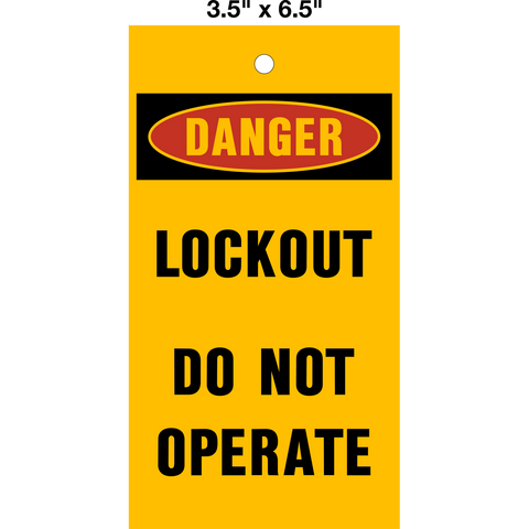 Danger Lockout Do Not Operate yellow Tag | Western Safety Sign
