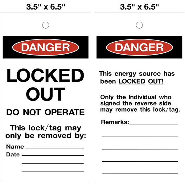Danger Locked Out white Lock Out Tag | Western Safety Sign