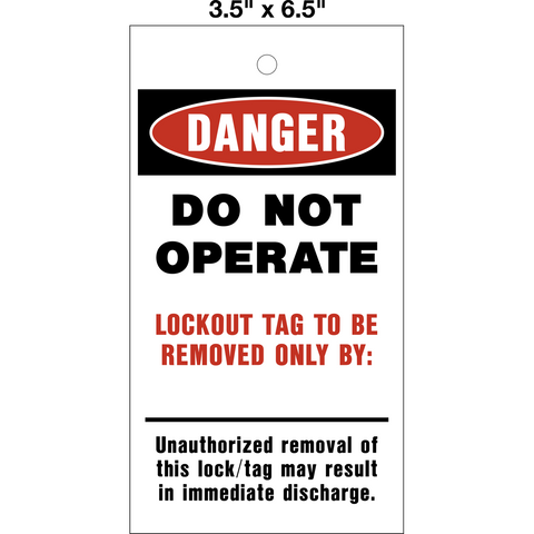 Danger Do Not Operate Lock Out Tag | Western Safety Sign