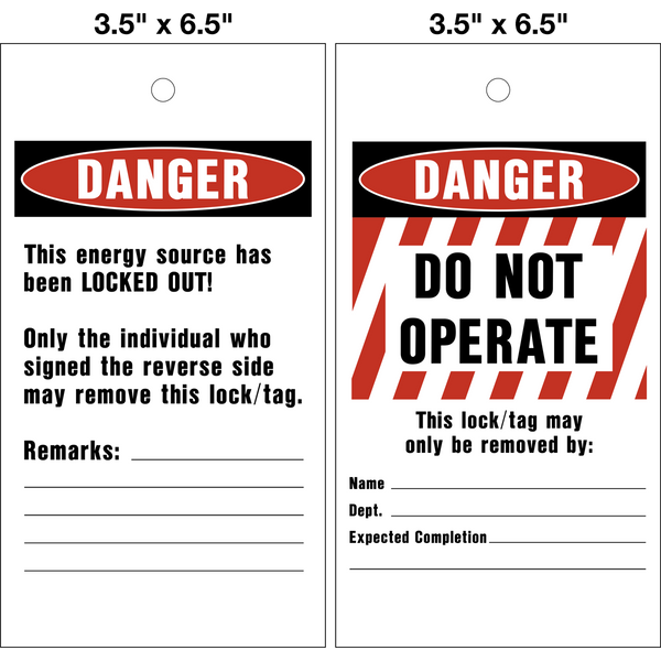 Danger Do Not Operate 2-sided Lock Out Tag | Western Safety Sign