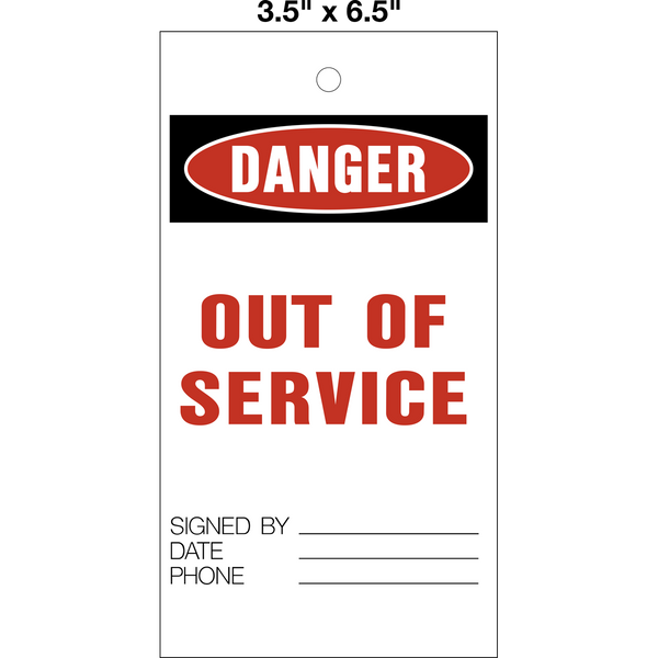 Danger Out of Service Lock Out Tag | Western Safety Sign